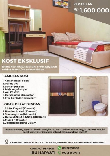 Kost Semarang - Sewa Kost Semarang Murah Bebas Fasilitas Lengkap
