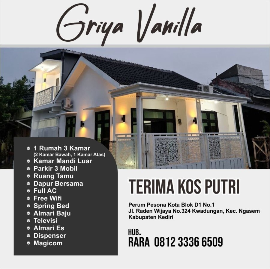 KOST PUTRI GRIYA VANILLA - Kost Putri Jawa Timur, Kediri Murah