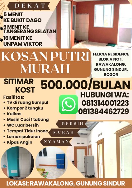 KOST PUTRI MURAH PERBATASAN TANGERANG SELATAN - Kost Putri Jawa Barat ...